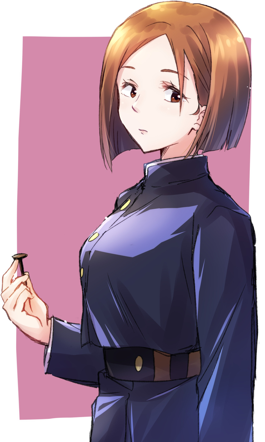 Safebooru - 1girl absurdres black jacket black skirt blunt ends border breasts brown eyes closed ...