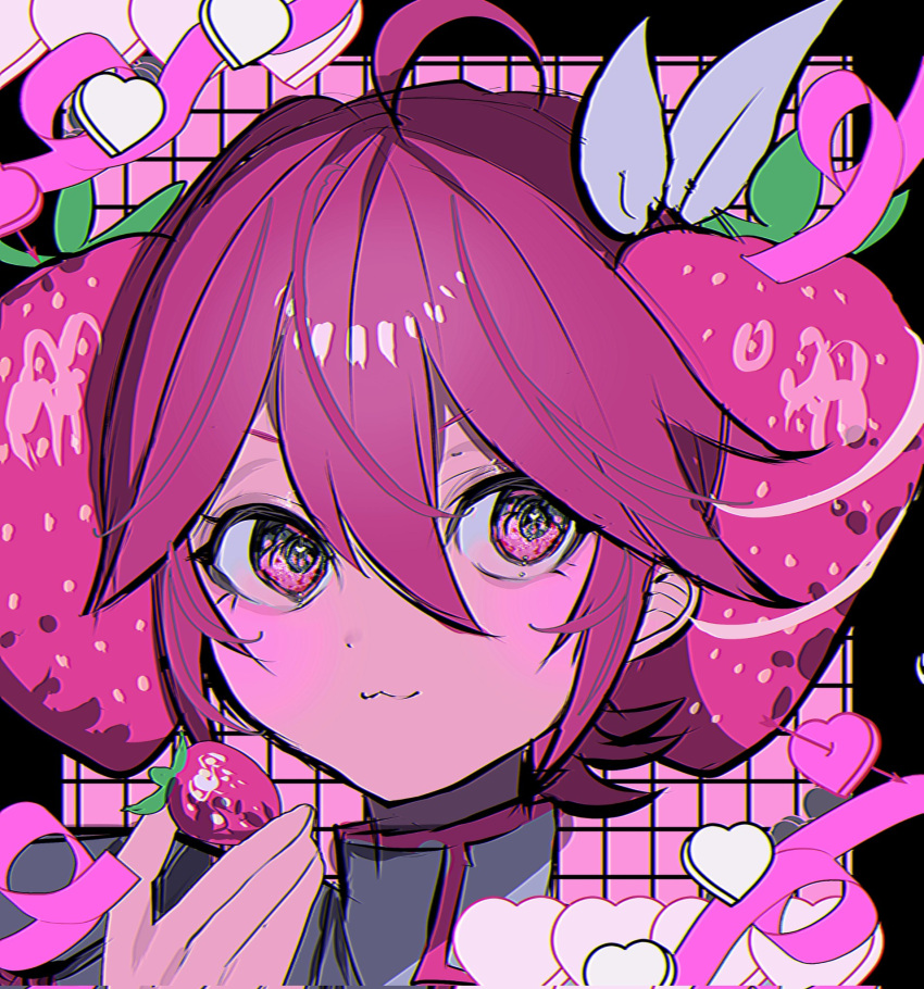 Safebooru - 1girl :3 ahoge food food-themed hair fruit grey jacket hair ...