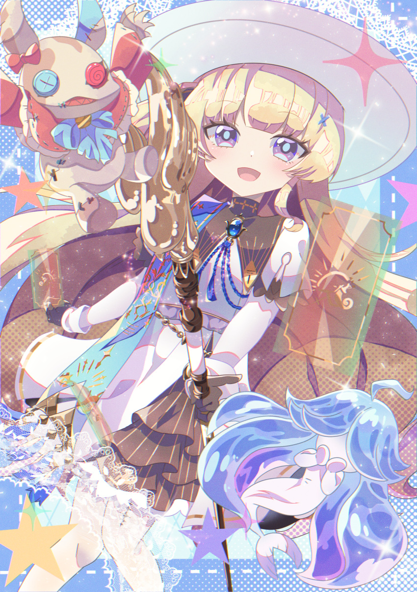 Safebooru - 1girl absurdres black collar black gloves blonde hair blue ...