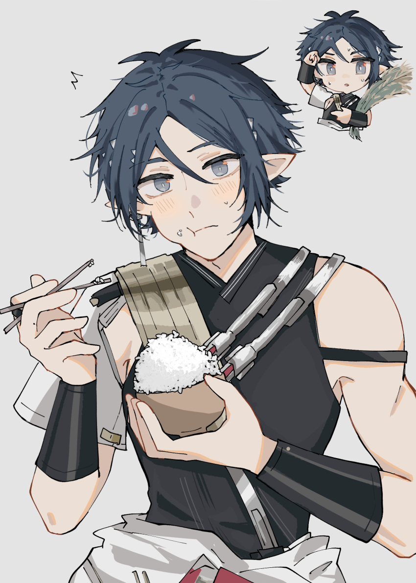 Safebooru - 1boy absurdres arknights aryo 77c black gauntlets black shirt blue eyes blue hair ...