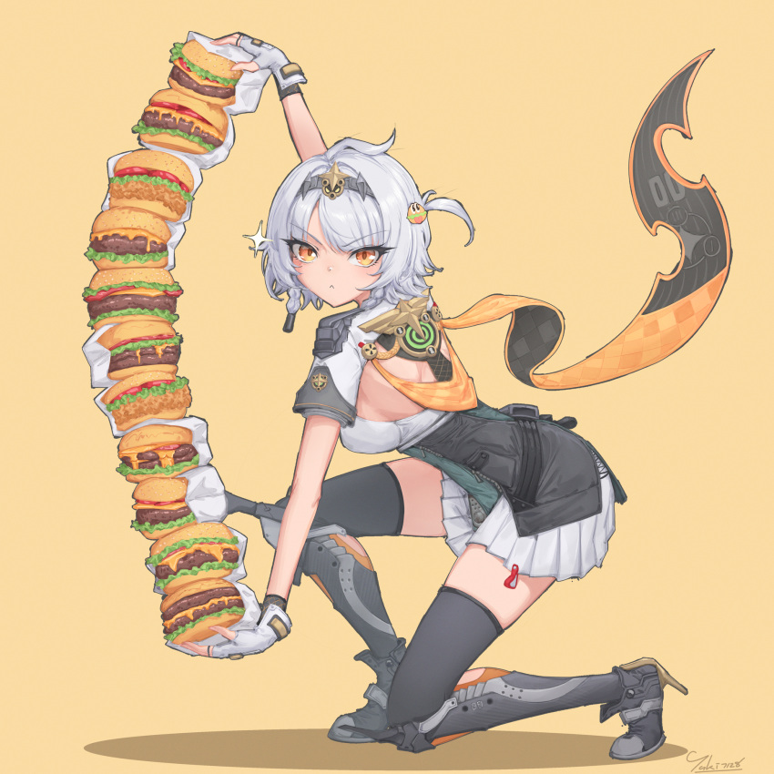 Safebooru - 1girl anby demara black shoes black thighhighs burger ...