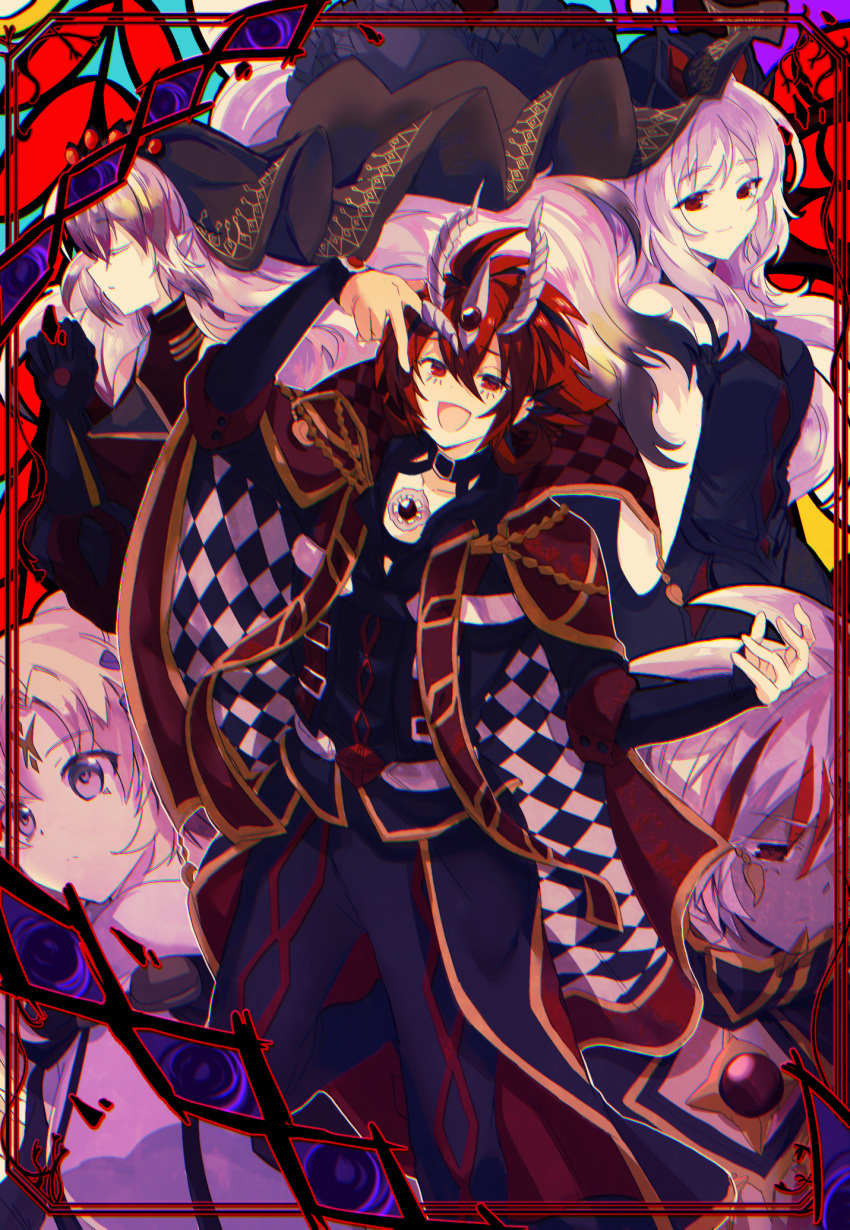 Safebooru - 2boys 3girls albaz (yu-gi-oh!) aluber (yu-gi-oh!) aluber the jester of despia black ...
