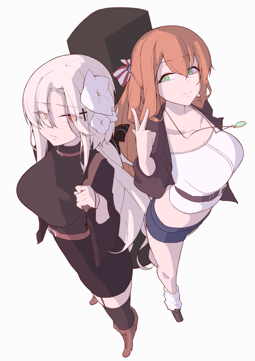 Safebooru - 2girls absurdres alternate costume aqua eyes aug (girls frontline) cross eyebrows ...