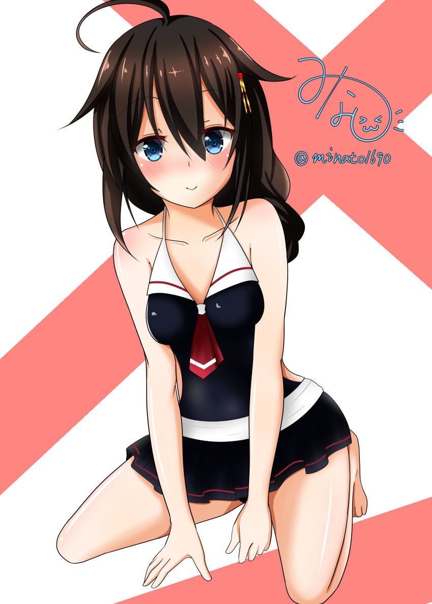 Safebooru - 1girl absurdres adapted costume ahoge alternate costume artist name blue eyes blush ...