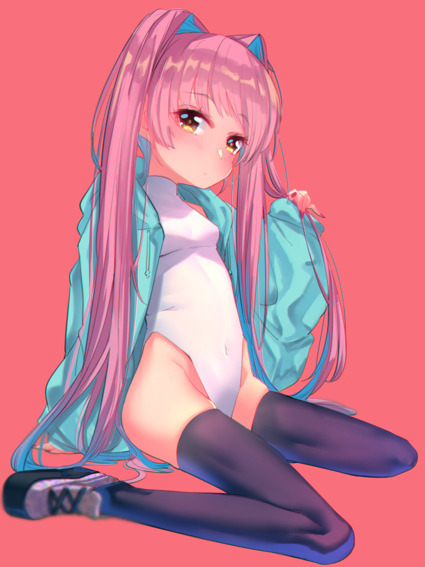 Safebooru - 1girl black legwear blue jacket boots breasts brown eyes covered navel groin hair ...