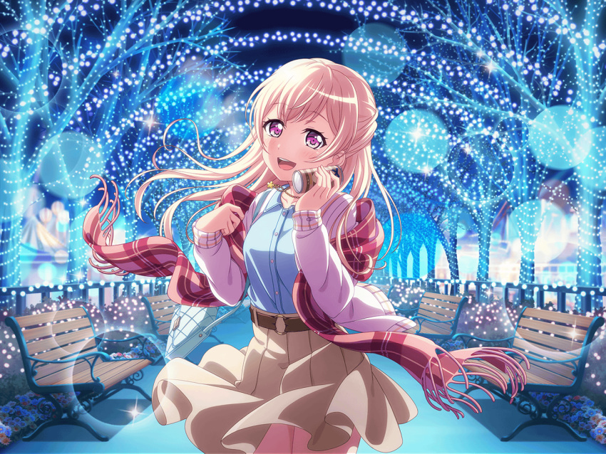 Safebooru - bang dream! blonde hair blush dress long hair night pink eyes shirasagi chisato ...