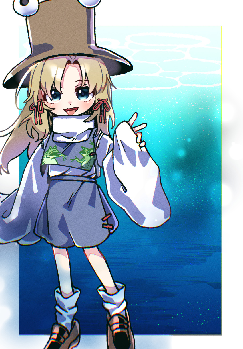 Safebooru - 1girl absurdres blonde hair blue eyes blue skirt breasts brown hat brown shoes ...