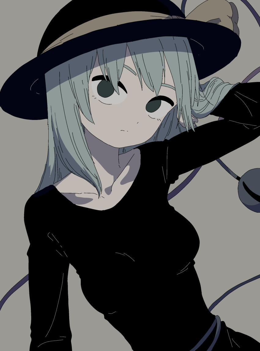 Safebooru - 1girl absurdres black hat black shirt collarbone hand in own hair hat highres ...