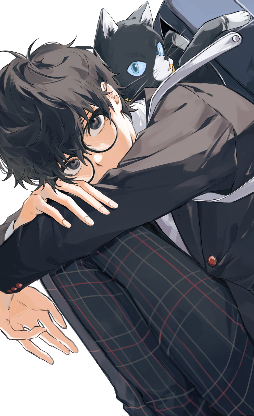 Safebooru - 1boy absurdres amamiya ren bag black-framed eyewear black eyes black hair black ...