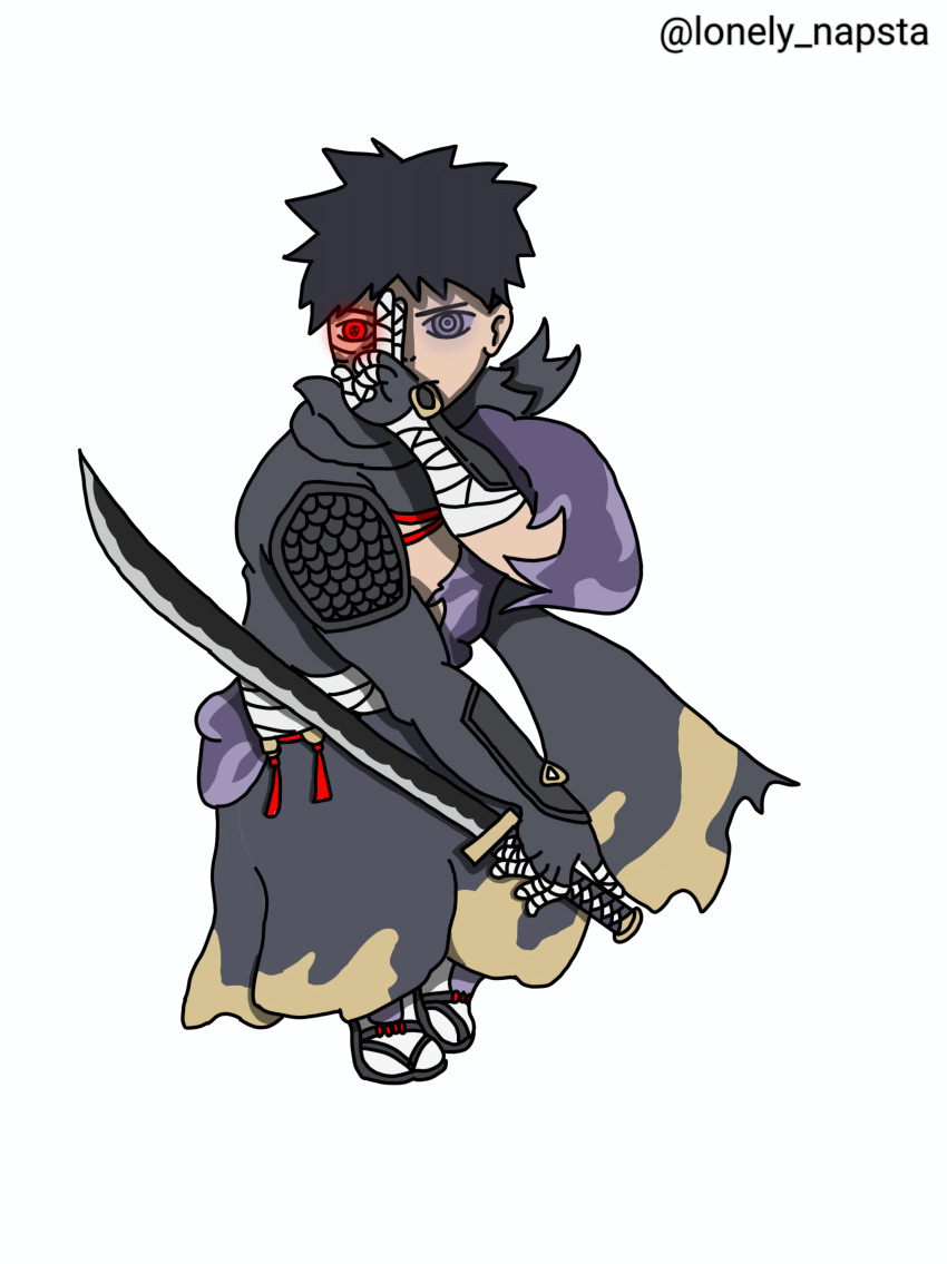 Safebooru - 1boy absurdres black hair highres holding holding sword ...