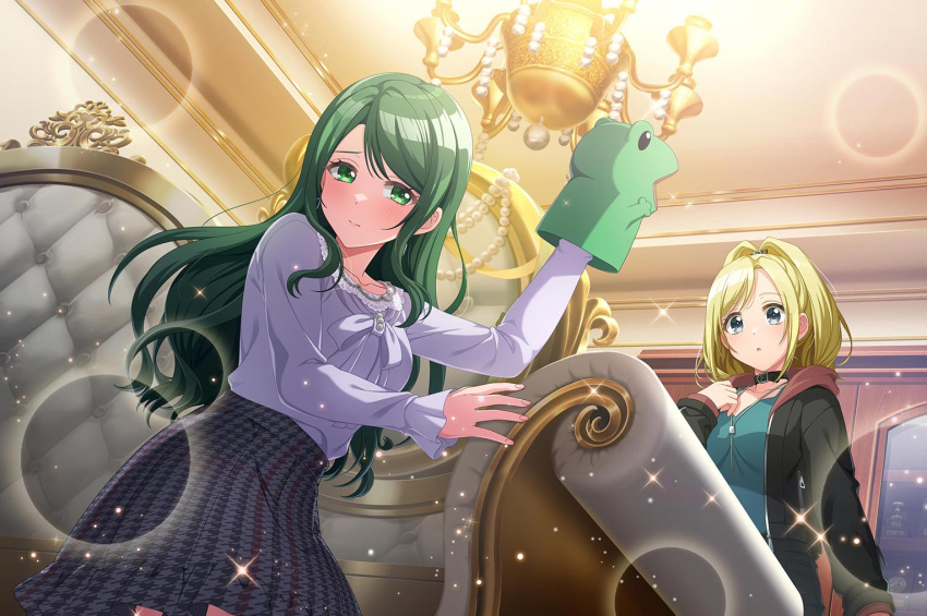 Safebooru - d4dj dress green eyes green hair long hair shimizu esora | 5737838