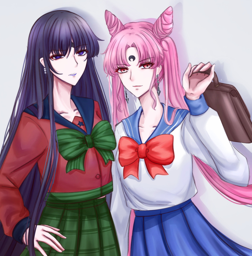 Safebooru - 2girls bag bishoujo senshi sailor moon black hair black lady (sailor moon) blue ...