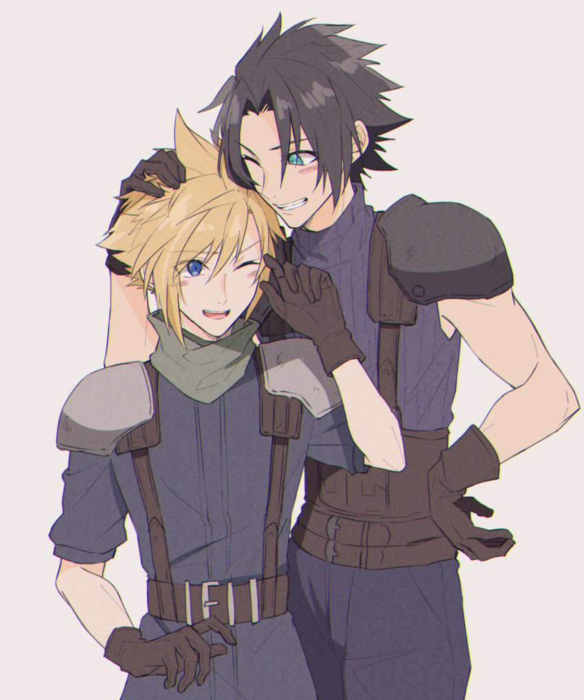 Safebooru - 2boys absurdres armor belt belt buckle black gloves black hair blonde hair blue eyes ...