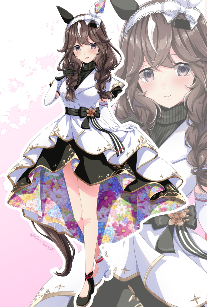 Safebooru - 1girl :d animal ears asymmetrical footwear breasts brown hair commentary request ...