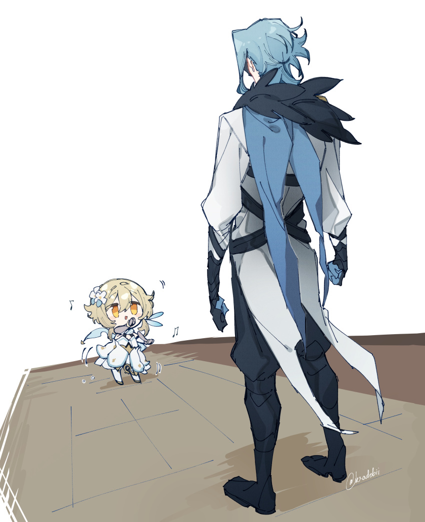 Safebooru - 1boy 1girl absurdres artist name blonde hair blue hair cat ...