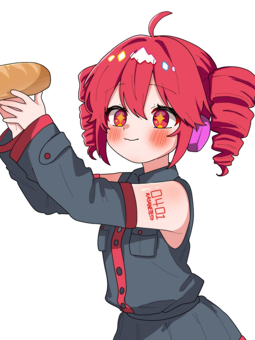 Safebooru - 1girl ahoge baguette blush bread breast pocket buttons closed mouth detached sleeves ...