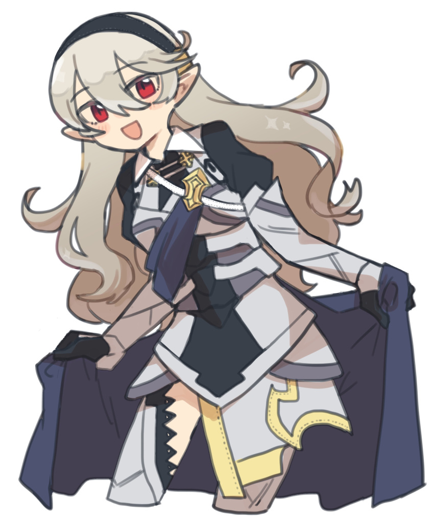 Safebooru - 1girl :d absurdres black hairband blush cape cape hold ...