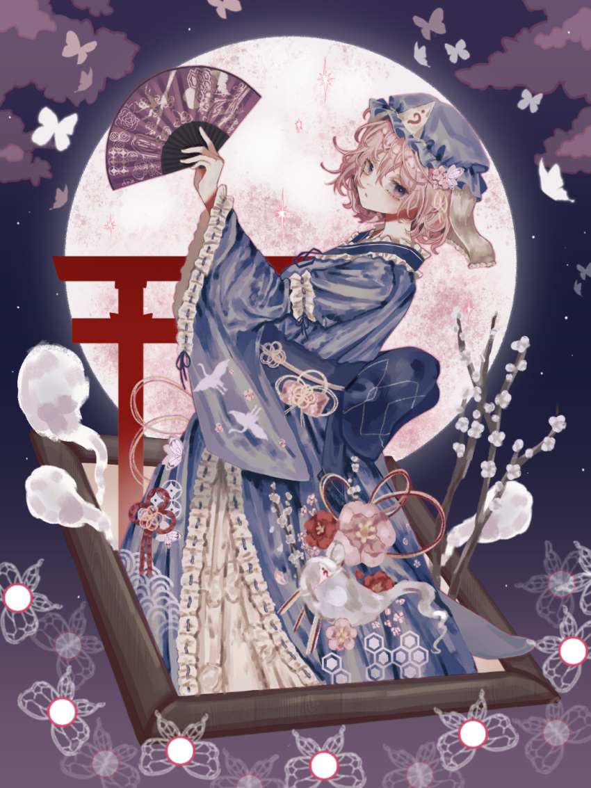 Safebooru - 1girl back bow blue bow blue dress blue hat blue sash bow bug butterfly chinese ...