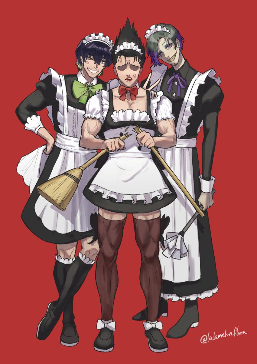 Safebooru - 3boys absurdres angry apron barou shouei beard over mouth ...