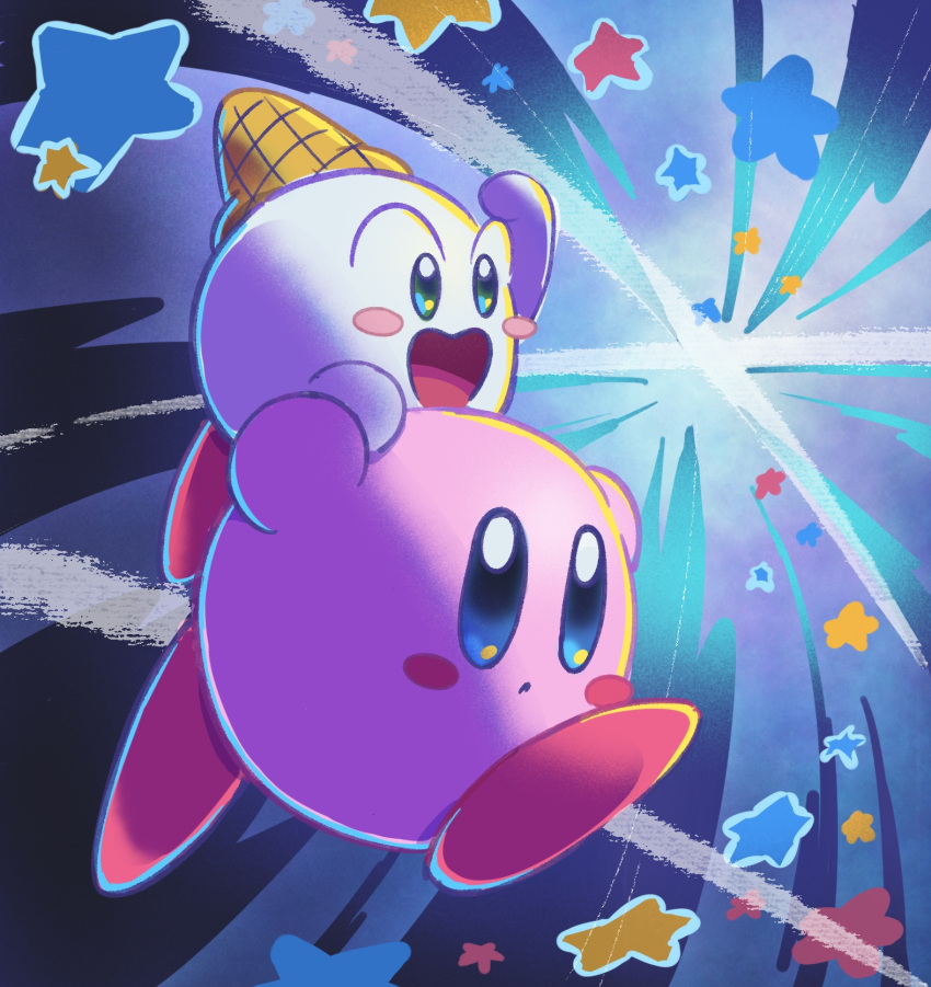 Safebooru - blue background blush stickers colored skin dizzy (kirby ...