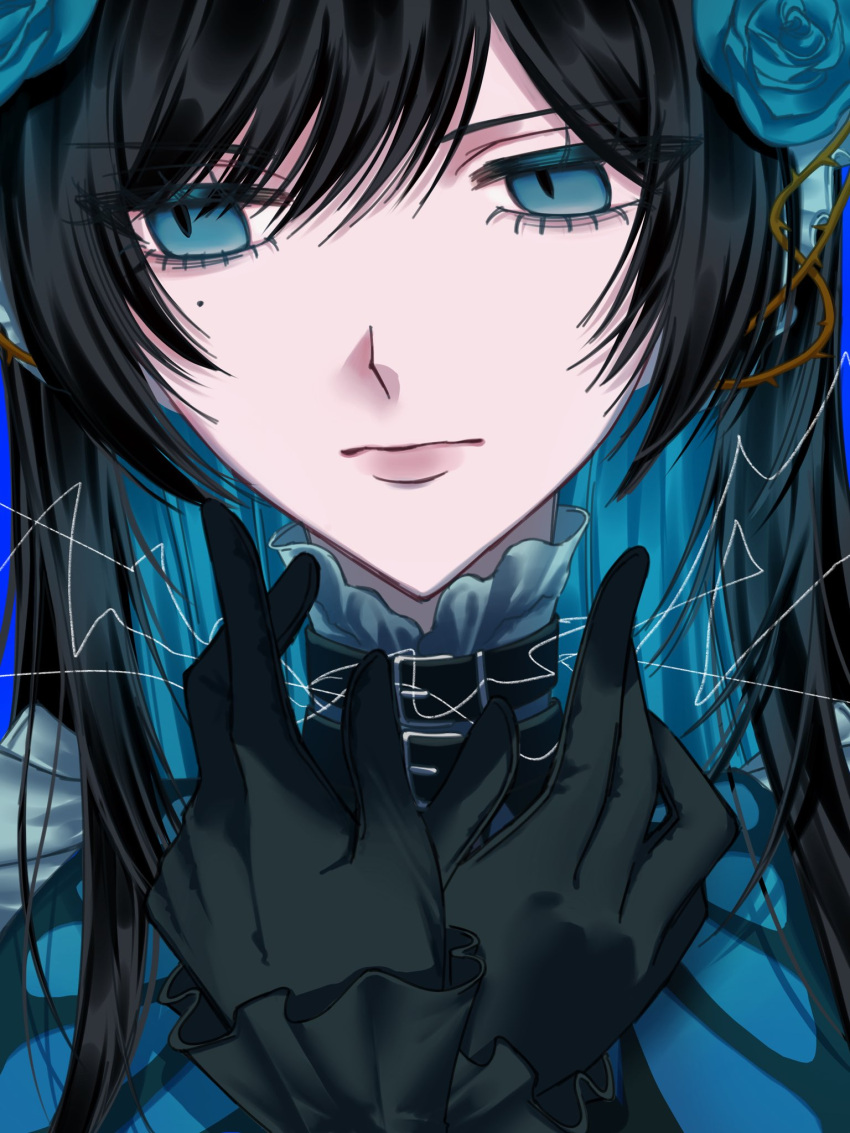 Safebooru - 1girl ado (utaite) aishite aishite aishite (vocaloid) black gloves black hair blue ...