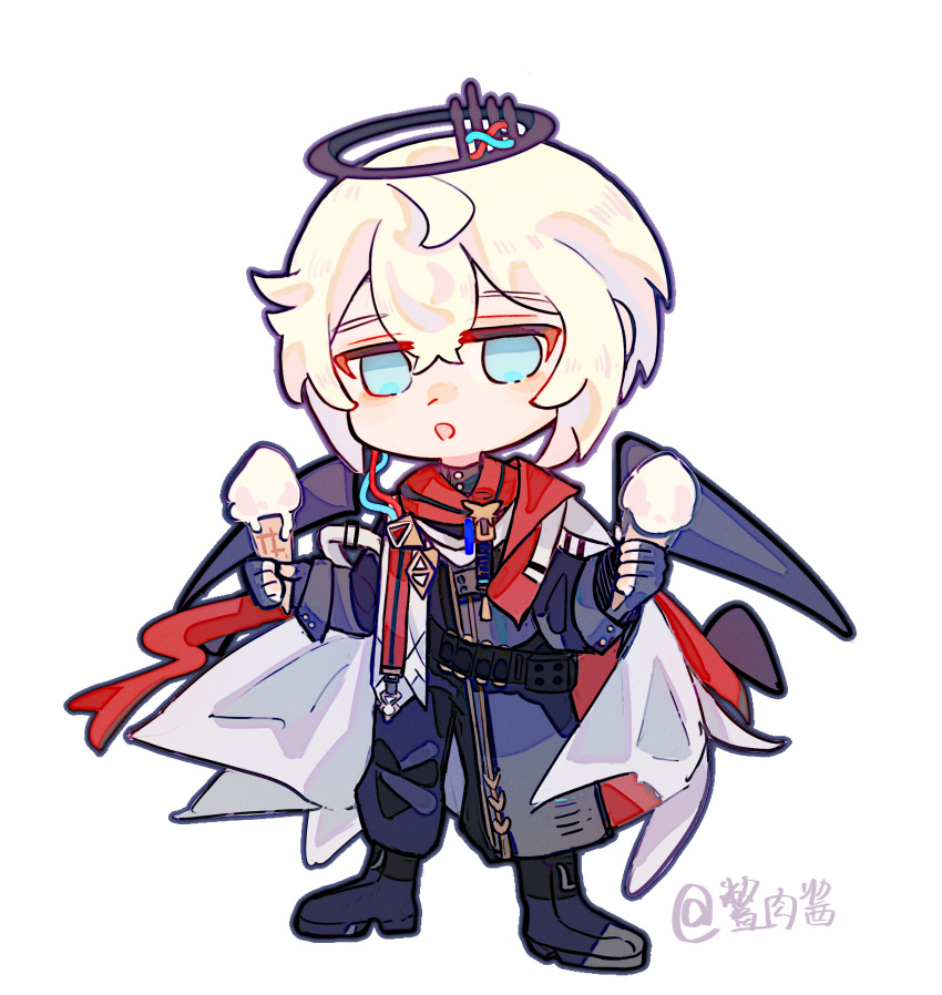 Safebooru - 1boy :o absurdres arknights bie rou jiang black coat black gloves black halo blonde ...