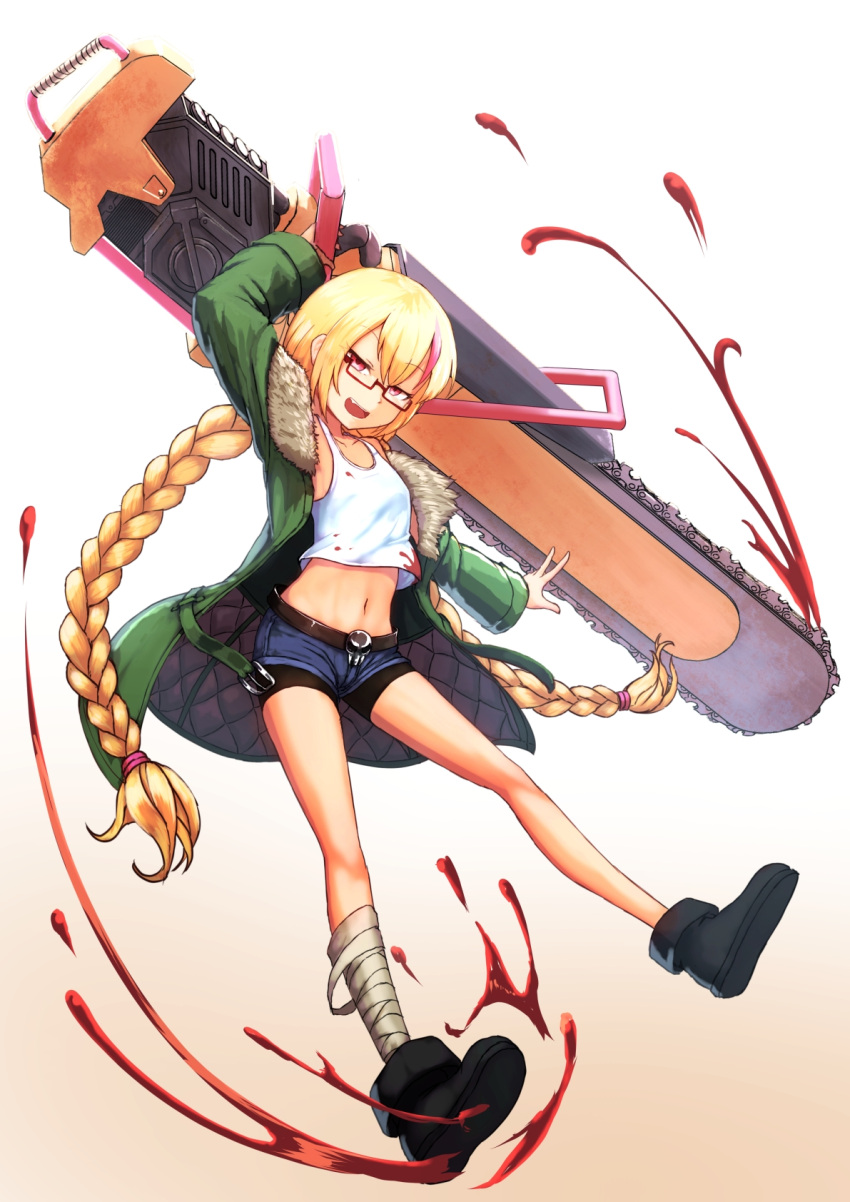 Safebooru - 1girl arm up bandage bandaged leg bandages bangs belt bike shorts bike shorts under ...