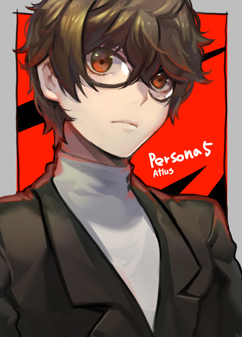 Safebooru - 1boy absurdres amamiya ren atlus black-framed eyewear black hair closed mouth formal ...