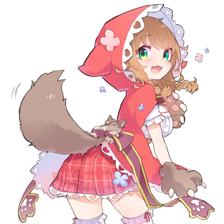 Safebooru - 13o 1girl :3 :d animal ears animal hood bangs blue flower blush bow braid breasts ...
