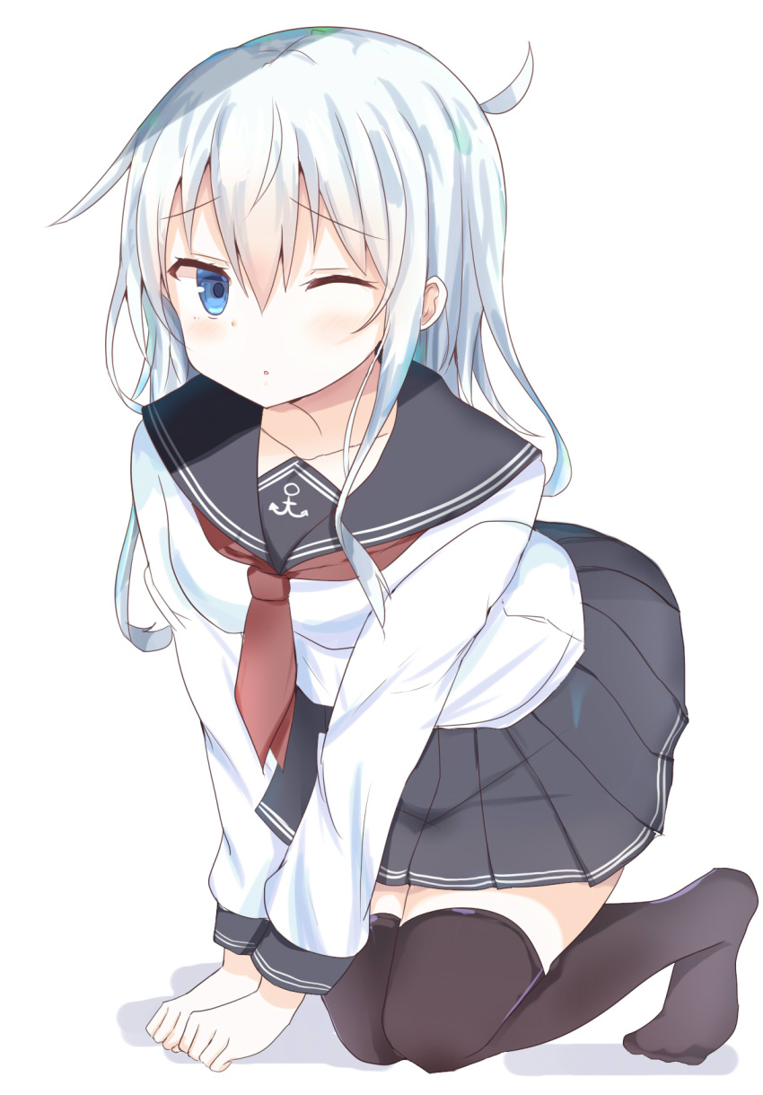 Safebooru - 1girl ;o anchor symbol bangs black sailor collar black skirt blue eyes blush brown ...