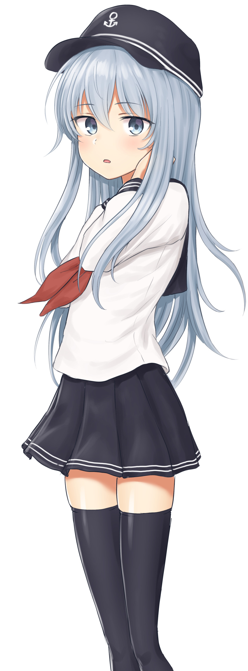 Safebooru - 1girl absurdres anchor symbol black legwear black skirt blue eyes cowboy shot flat ...