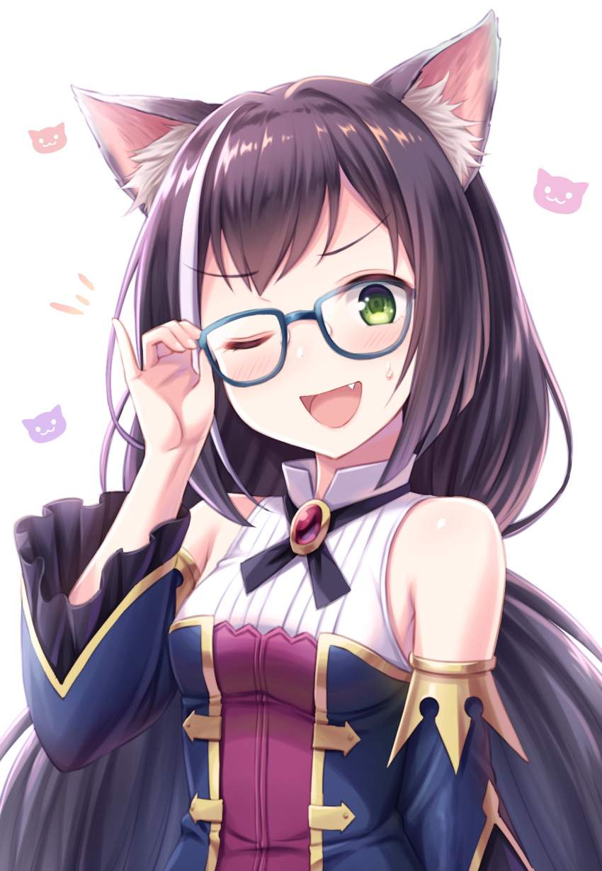 Safebooru - 1girl ;d adjusting eyewear animal ear fluff animal ears ...