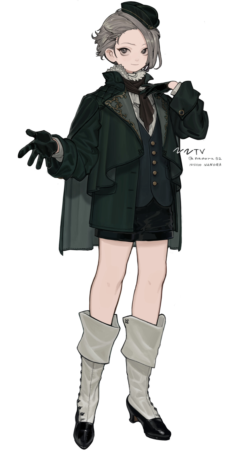 Safebooru - 1girl absurdres androgynous aristocratic clothes beret black gloves boots brown hair ...