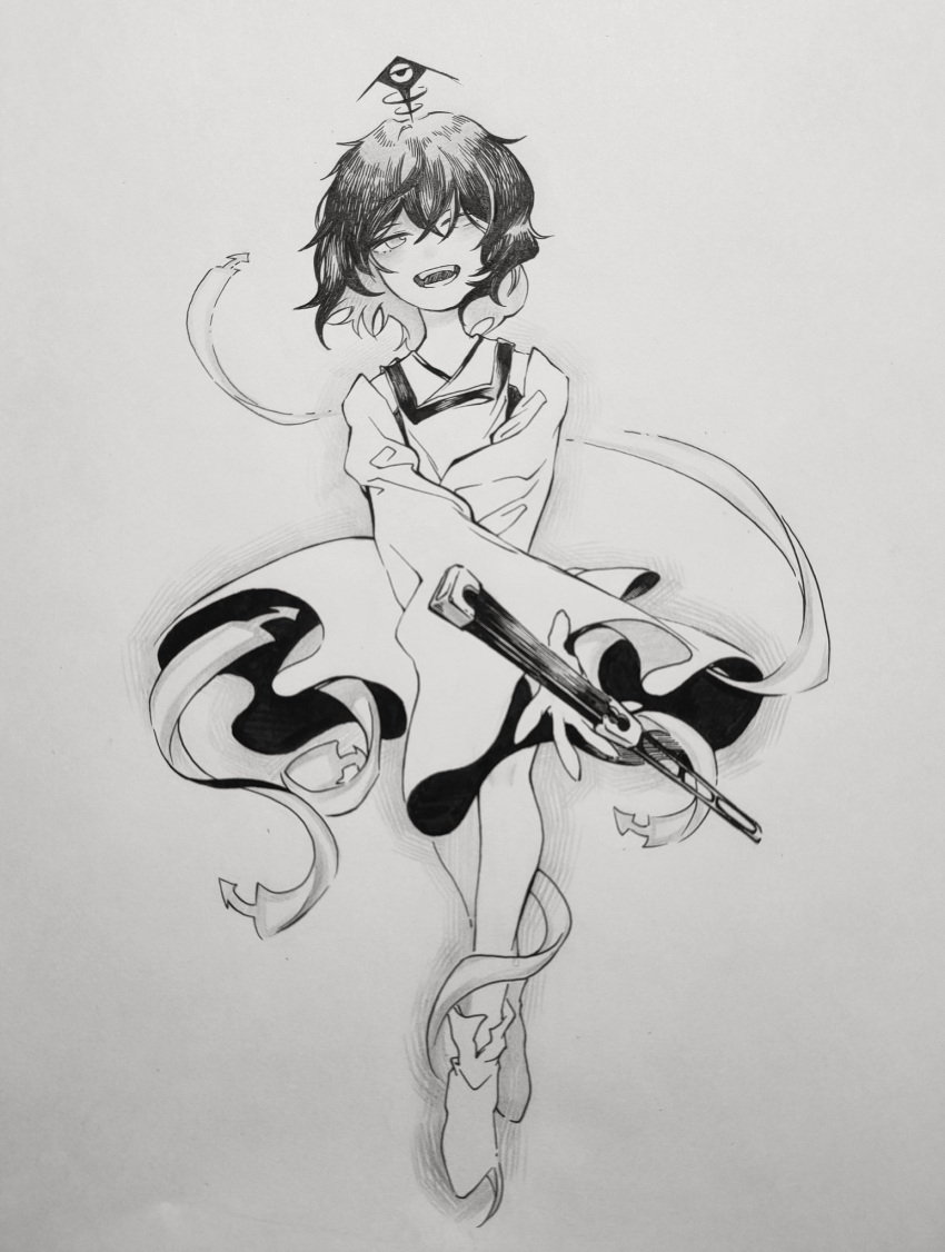 Safebooru - 1other badai bare legs boots crossed bangs dancing detached ...