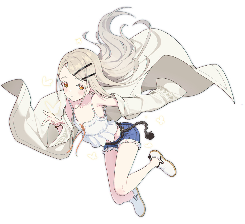 Safebooru - 1girl absurdres blonde hair blue shorts coat denim denim shorts full body gakuen ...