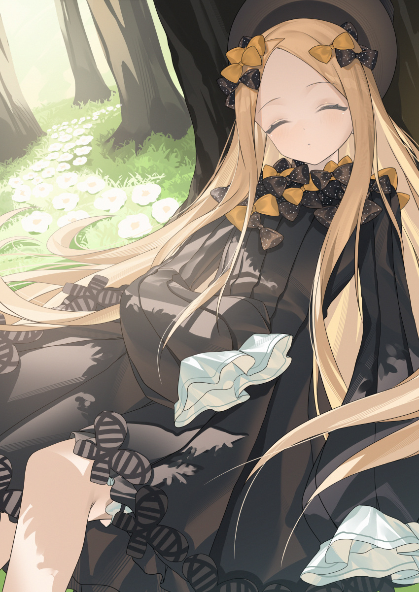 Safebooru - 1girl abigail williams (fate) absurdres black dress blonde hair closed eyes dress ...