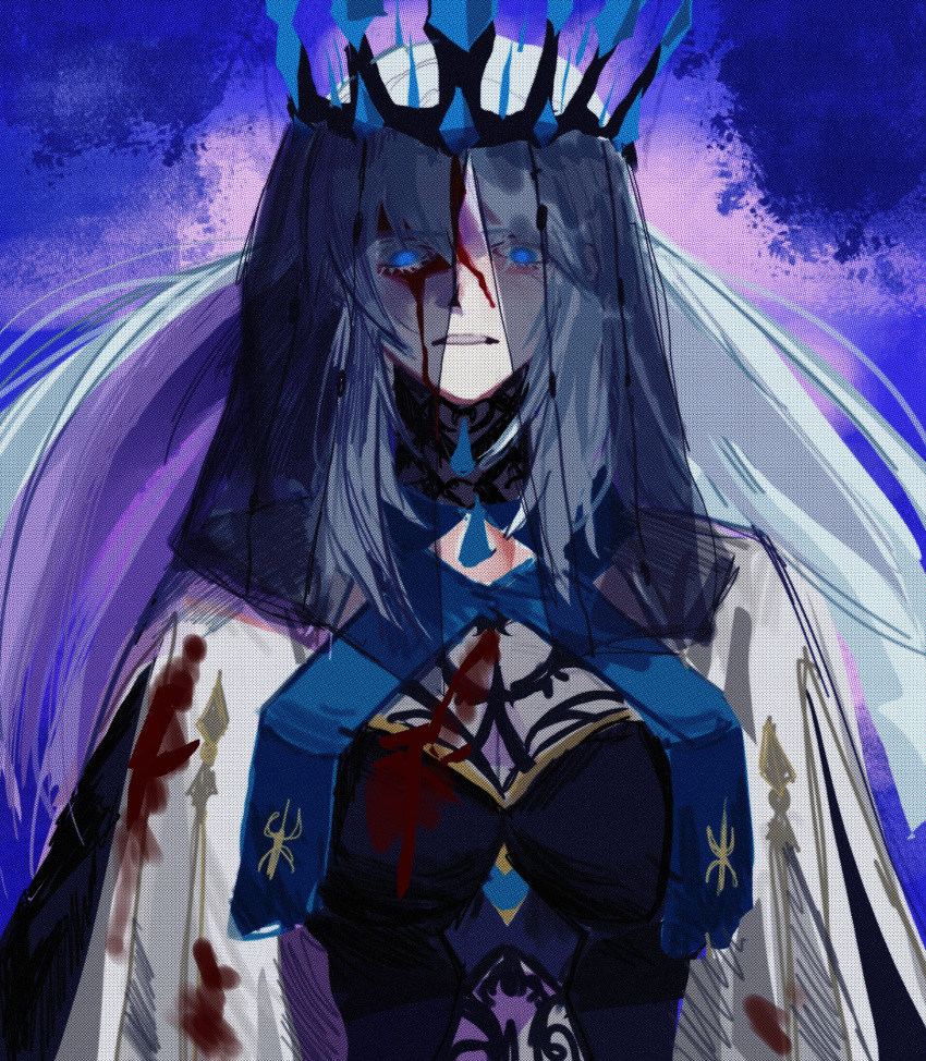 Safebooru - 1girl blood blood on clothes blood on face blue eyes crown ...