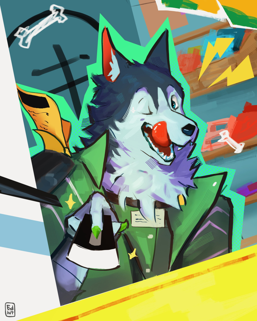 Safebooru - 1boy absurdres animal ears artist name black fur bone claws ...