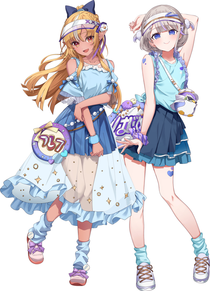 Safebooru - 2girls :d absurdres alternate costume arm behind head arm ...