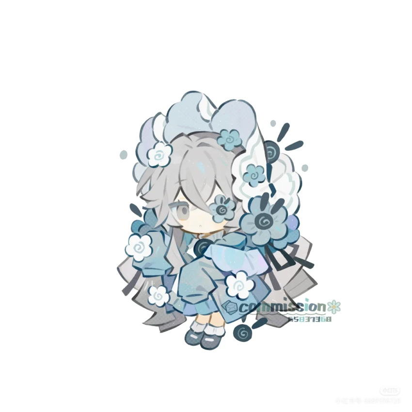 Safebooru - 2 heads tall blue eyes chibi chibi only white hair | 5794681
