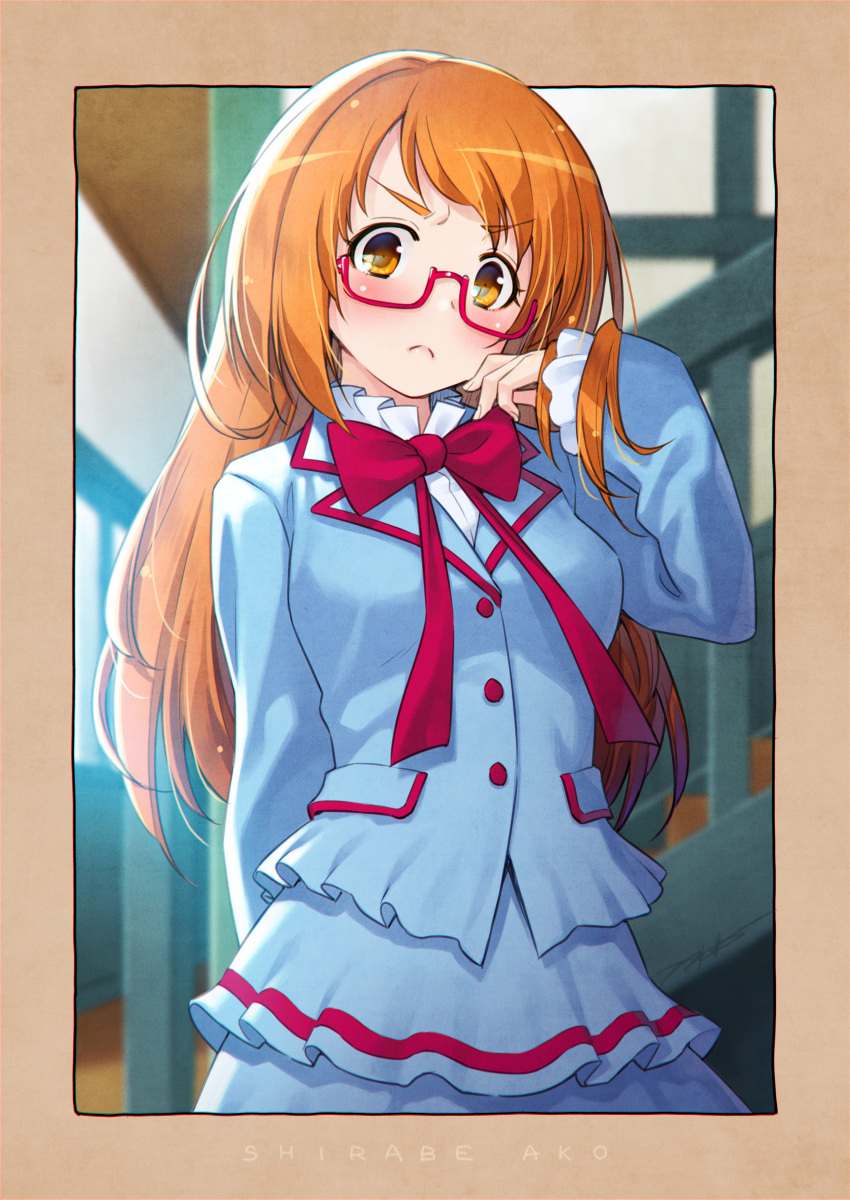 Safebooru - 1girl absurdres adjusting hair aged up aria gakuen school uniform blazer blue jacket ...