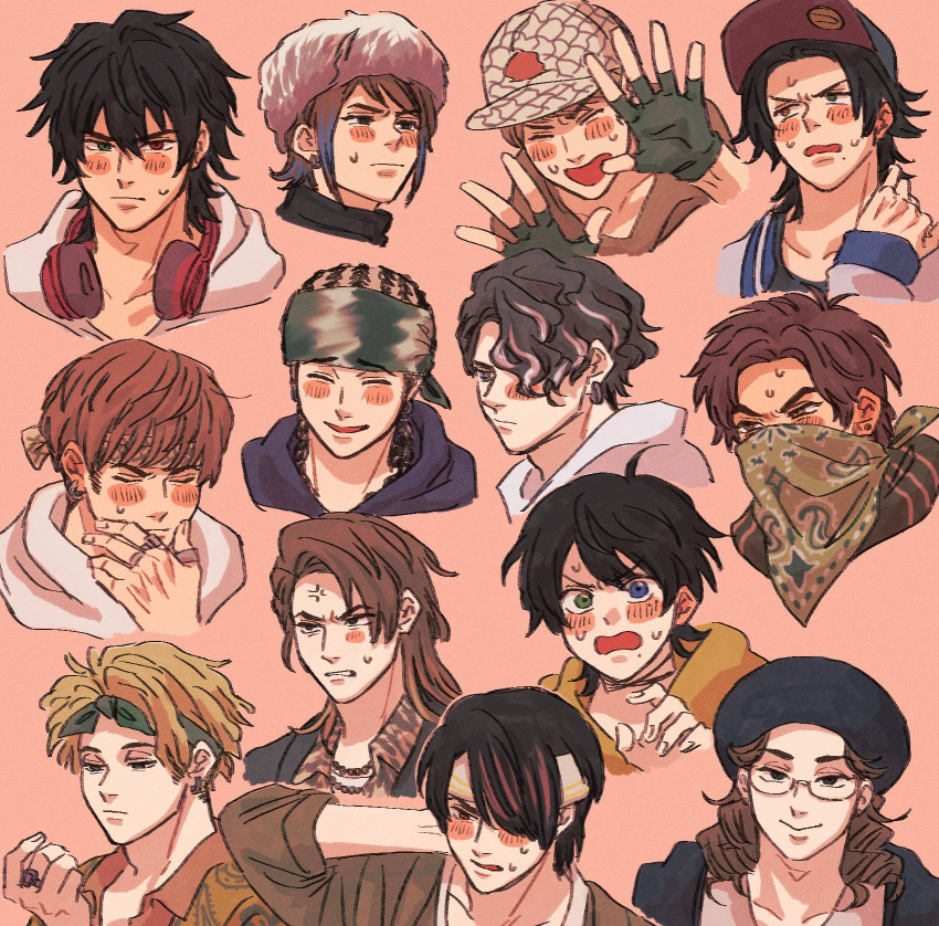 Safebooru - 6+boys :> ^ ^ adam's apple ahoge akune rindo anger vein ...