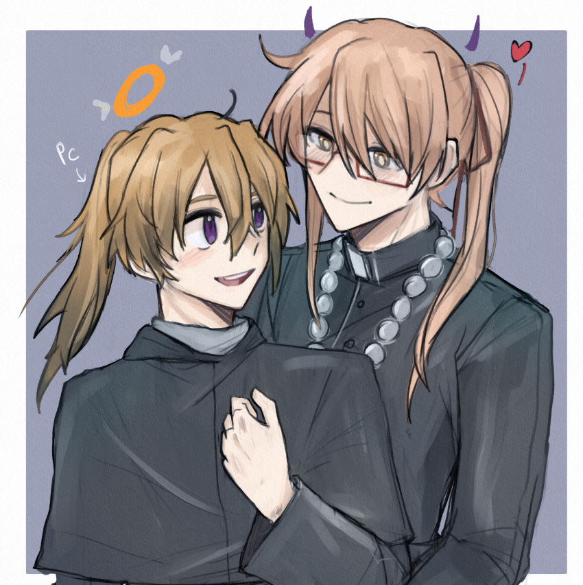 Safebooru - 1boy 1girl absurdres bead necklace beads black robe blonde hair brown eyes brown ...