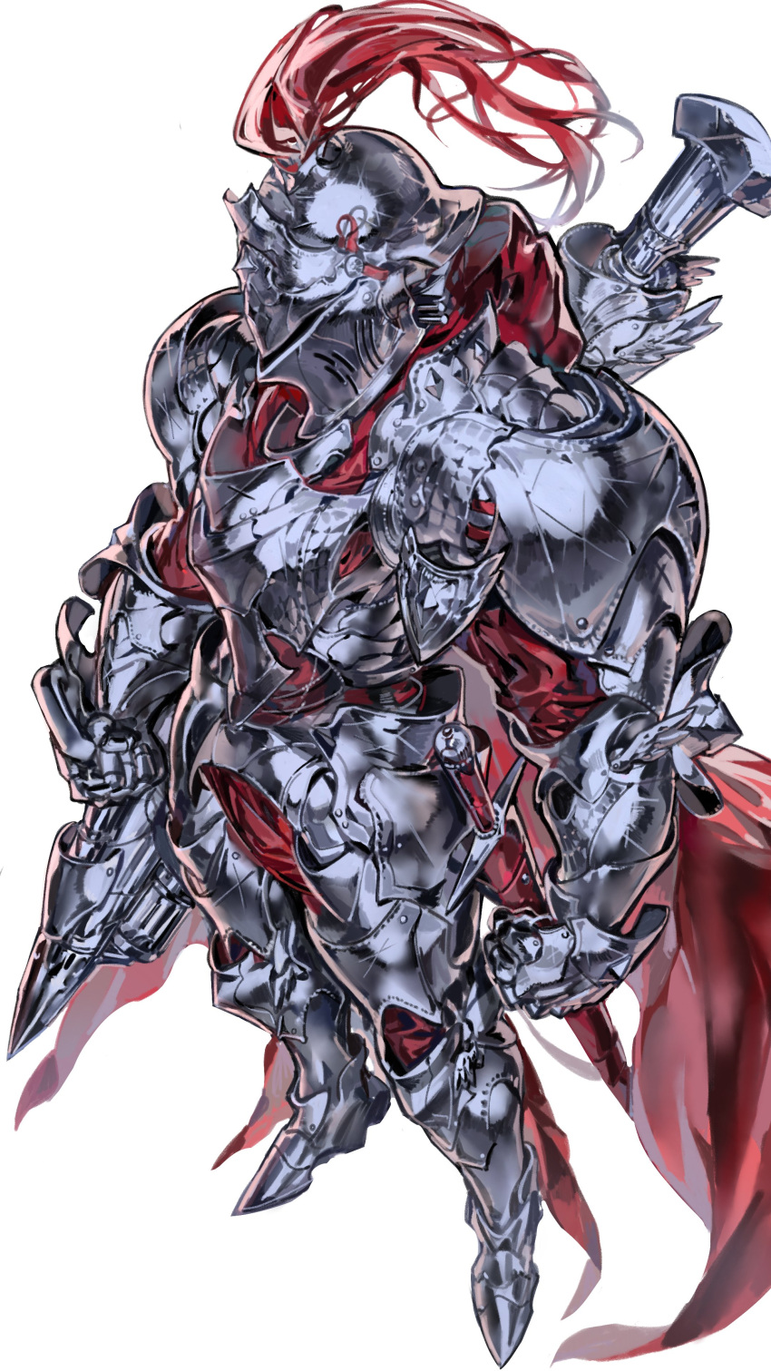 Safebooru - 1other absurdres armor armored boots boots cape covered eyes from above full armor ...