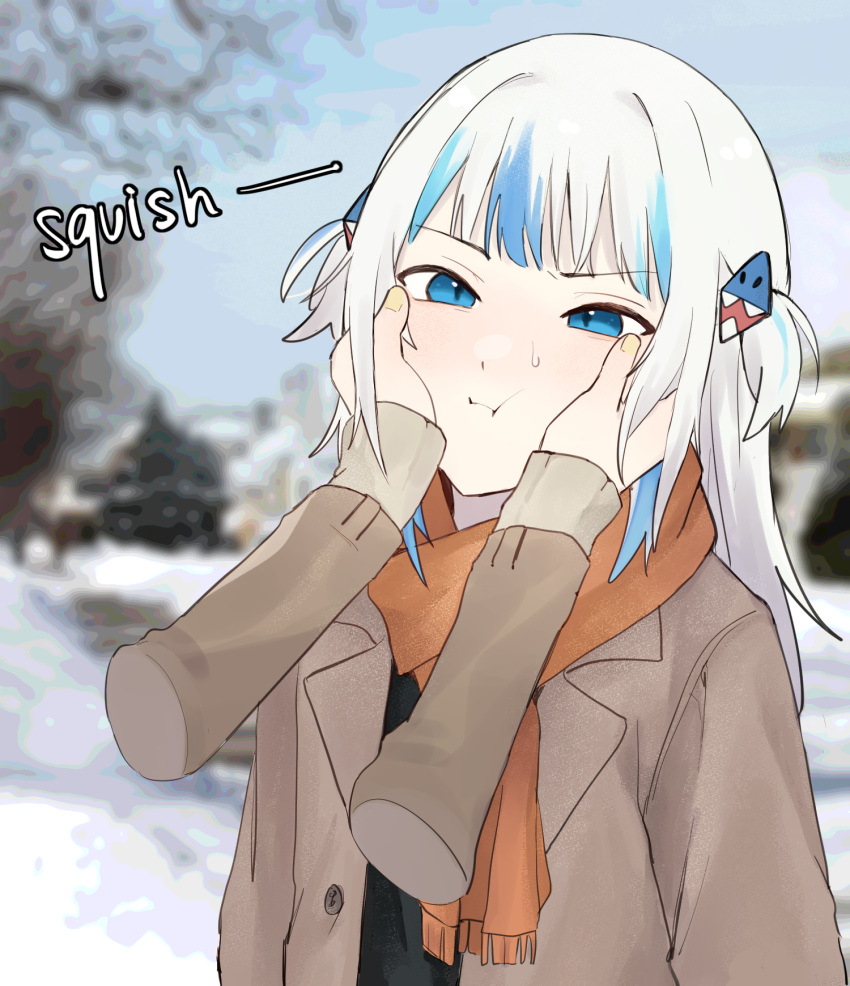 Safebooru - 2girls black shirt blue eyes blue hair blurry blurry background blush cheek press ...