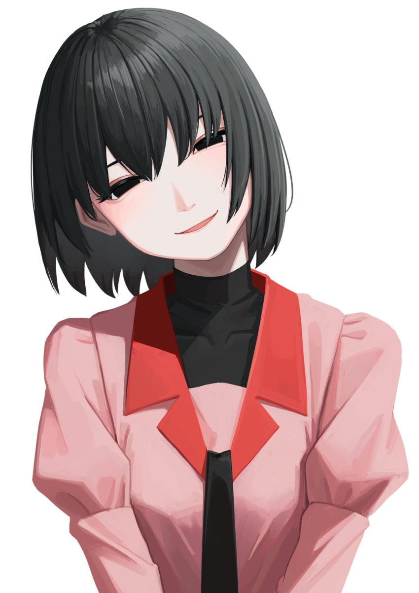 Safebooru - 1girl black eyes black hair black necktie black undershirt ...