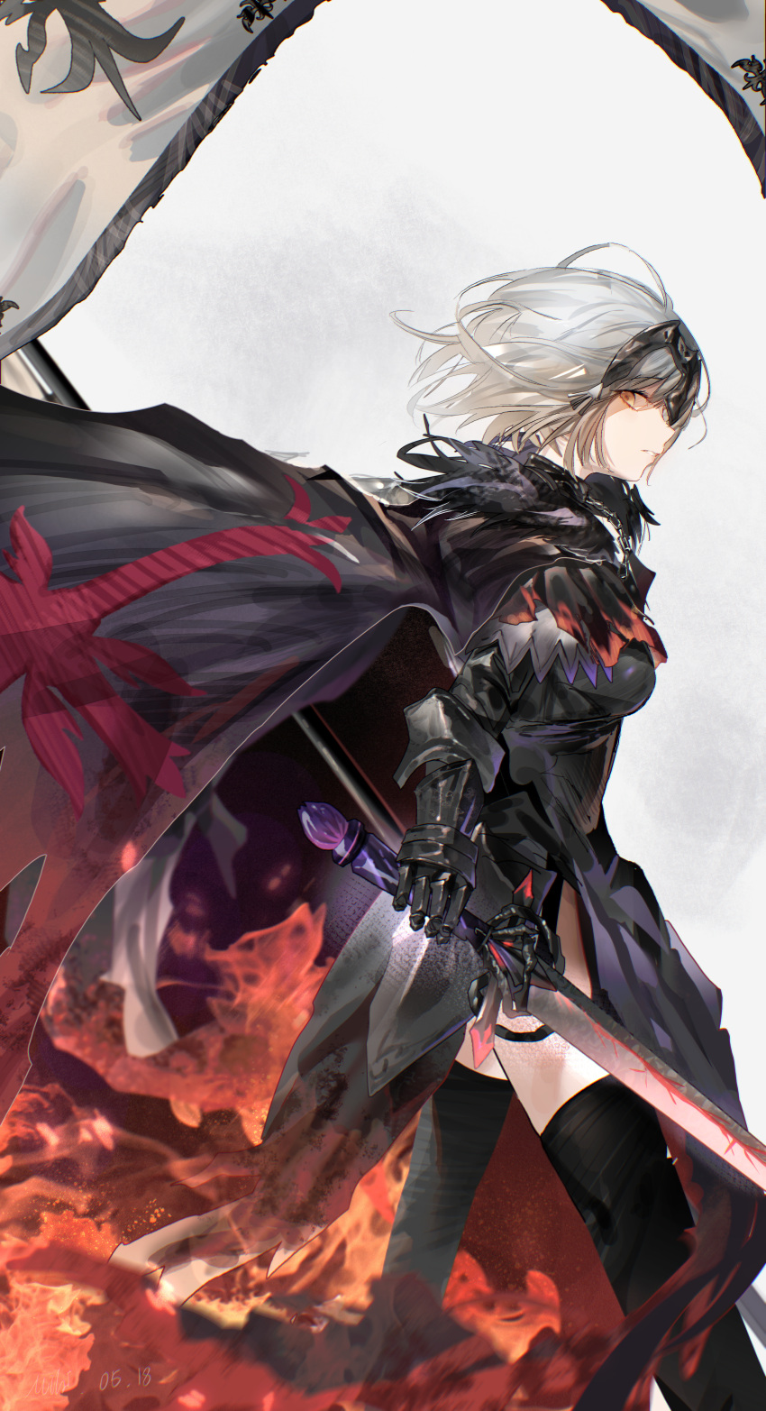 Safebooru - 1girl absurdres ahoge armor armored dress battle standard ...