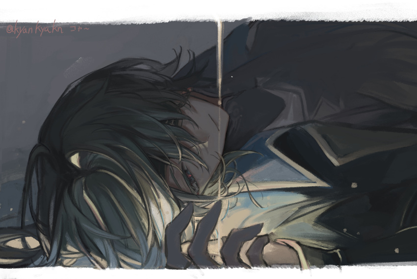 Safebooru - 1boy anaxa (honkai: star rail) aqua hair black gloves black jacket blue eyes closed ...