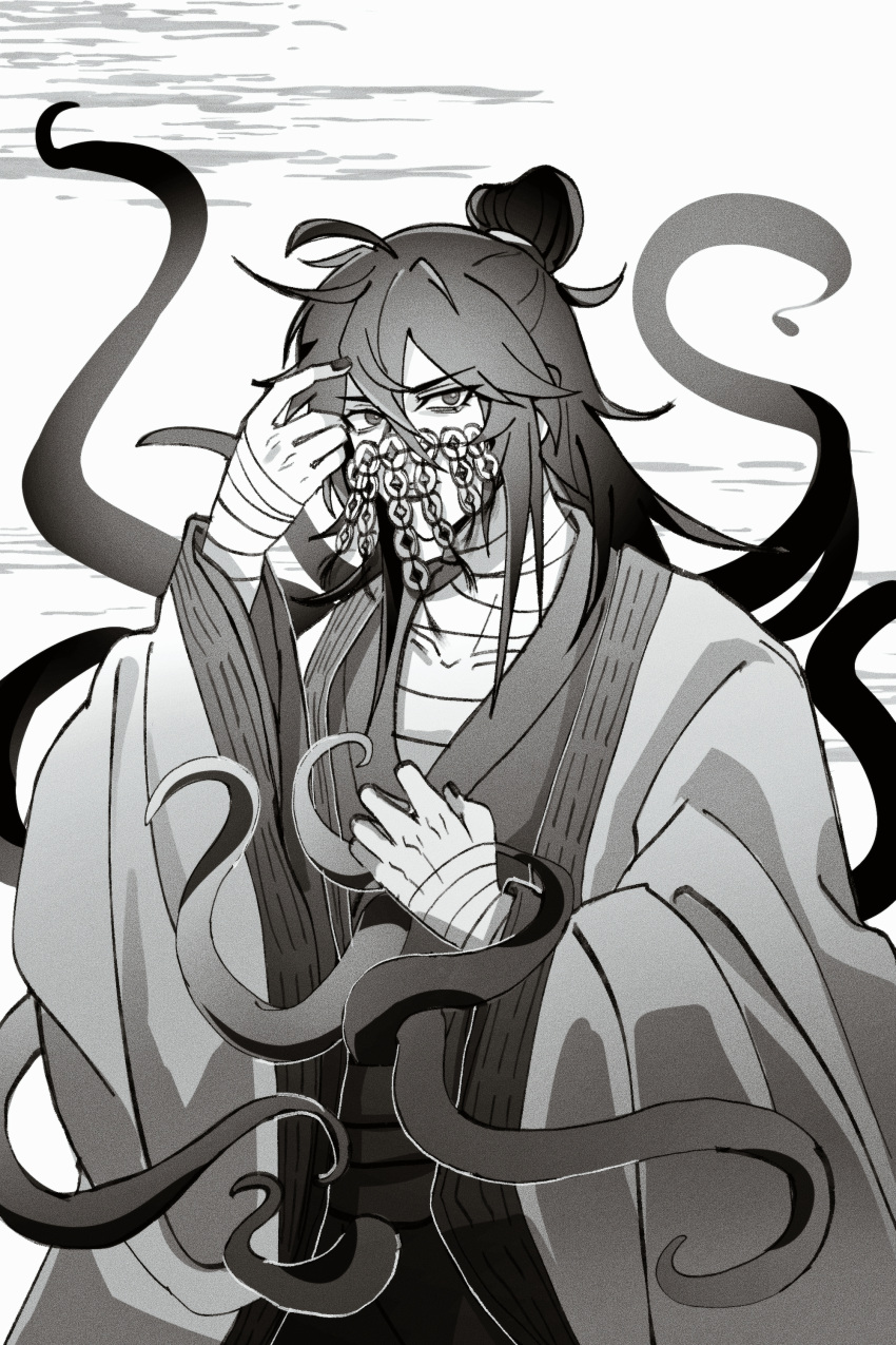 Safebooru - 1boy absurdres bags under eyes bandaged arm bandaged chest bandaged hand bandaged ...