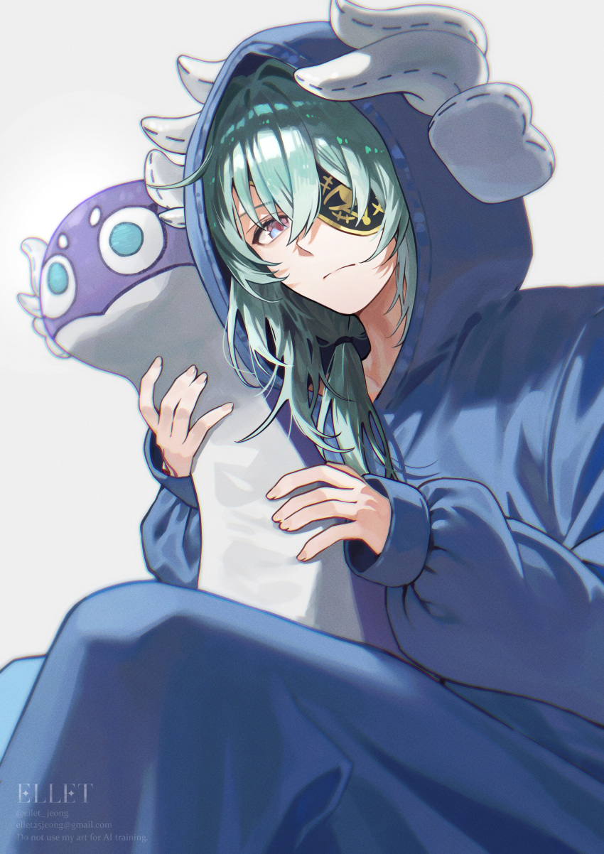 Safebooru - 1boy absurdres alternate costume anaxa (honkai: star rail) aqua hair artist name ...